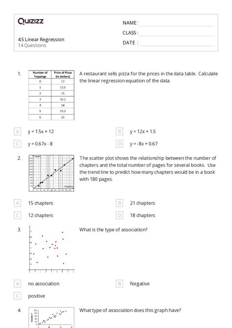50 Regression Worksheets On Quizizz Free Printable