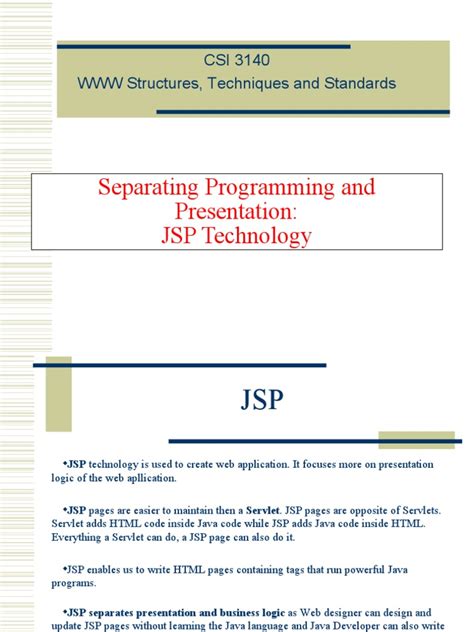 an overview of jsp technology and its core components pdf java