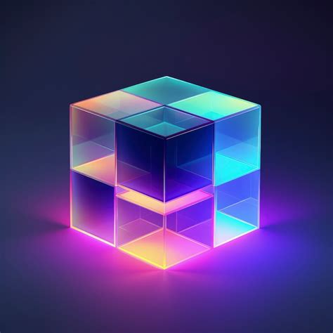 밝은 홀로그램 색으로 빛나는 3d 모양 Ai 생성 이미지
