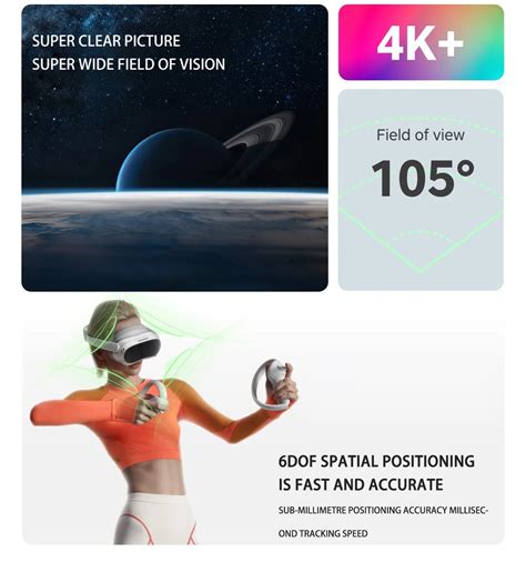 Hot Sale New Vr Glasses Product Pico 4 All In One Vr Headset 8gb 256gb 4k 72hz 90hz 6dof 105 Fov
