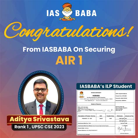 IASbaba S Secures Top Rank In UPSC CSE 2023 Results Rank 1 Aditya Srivastava IASbaba S
