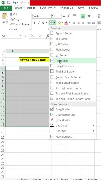 How To Apply Border In Excel Excel Exceltips Shortsviral Shortsfeed