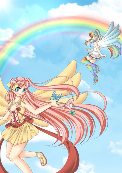 Fluttershy And Rainbow Dash By Amai Kiss On Deviantart