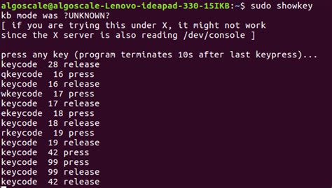 Showkey Command In Linux With Examples Geeksforgeeks