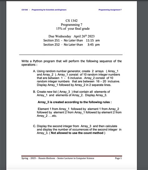 Solved Cs 1342 Programming 7 15 Of Your Final Grade Due