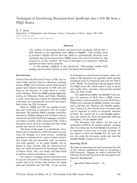 Techniques Of Introducing Document Level Javascript Into A Pdf File From A Form Fill Out And