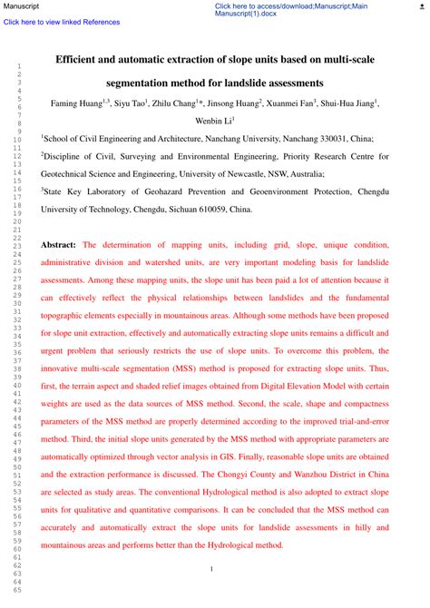 Pdf Efficient And Automatic Extraction Of Slope Units Based On Multi