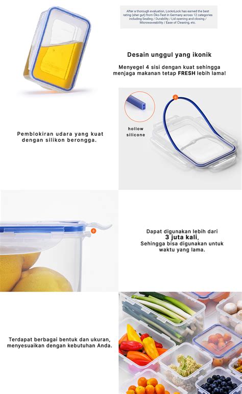Jual Locknlock Classic Rectangular Short Kotak Makan 350ml Hpl806