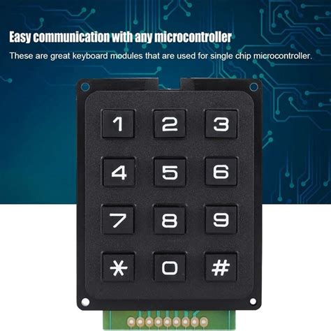 Teclado de matriz de plástico ABS 2 piezas módulo de matriz teclas 3x4 12 botones