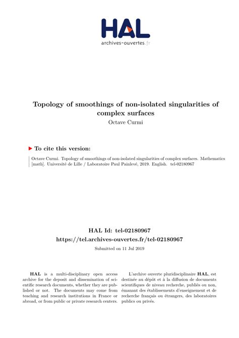 Pdf Topology Of Smoothings Of Non Isolated Singularities Of Complex