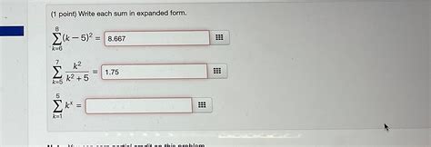 solved 1 ﻿point ﻿write each sum in expanded