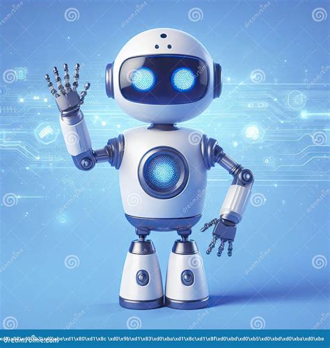 Smiling Robot Waving His Hand In Greeting Ai Generative Stock Illustration Illustration Of