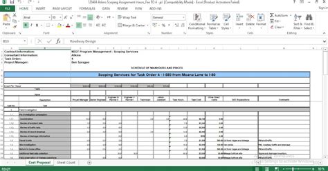 Standard Cost Proposal Excel Template
