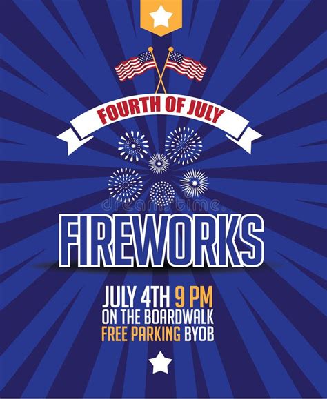 Fourth Of July Fireworks Poster Background Stock Vector Illustration