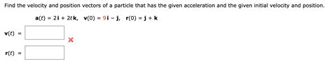 Solved Find The Velocity And Position Vectors Of A Particle Chegg