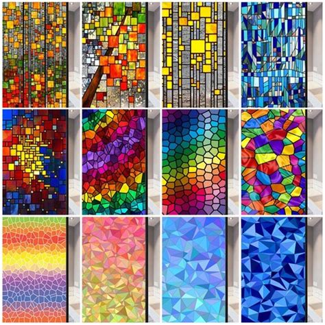 Window Film Frosted Stained Glass Films Print Flowers Static Etsy