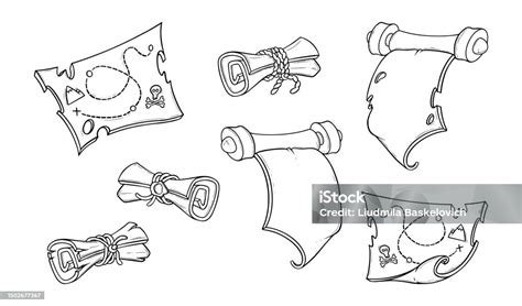 고대 두루마리와 보물 지도 게임용 찢어진 종이 두루마리 벡터 그림 가리키기에 대한 스톡 벡터 아트 및 기타 이미지 가리키기 개체 그룹 거리 Istock