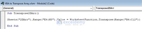 Excel Vba To Transpose Array 3 Suitable Examples Exceldemy