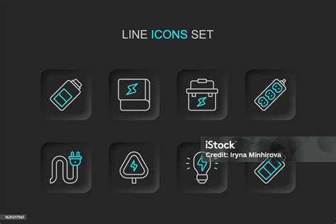 세트 라인 배터리 충전 크리 에이 티브 램프 조명 아이디어 고전압 전기 플러그 확장 도구 상자 전기 기술자 전기 및 아이콘에