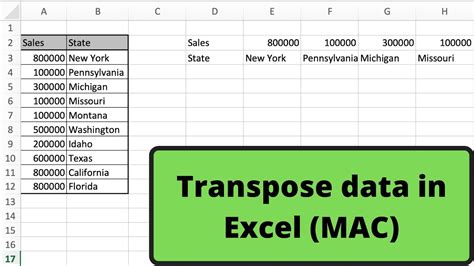 Tranpose Data In Excel Mac Youtube
