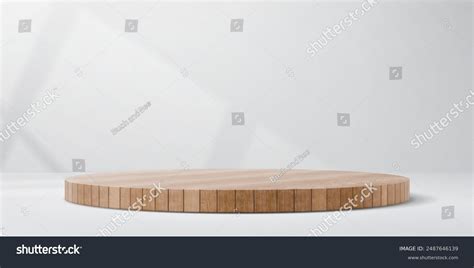 나무 바닥 연단 무대 둥근 나무 스톡 벡터로열티 프리 2487646139 Shutterstock