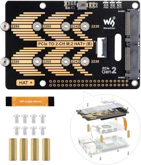 Waveshare Pcie To 2 Ch M2 Hat Compatible With Raspberry Pi 5 Support M2 Nvme