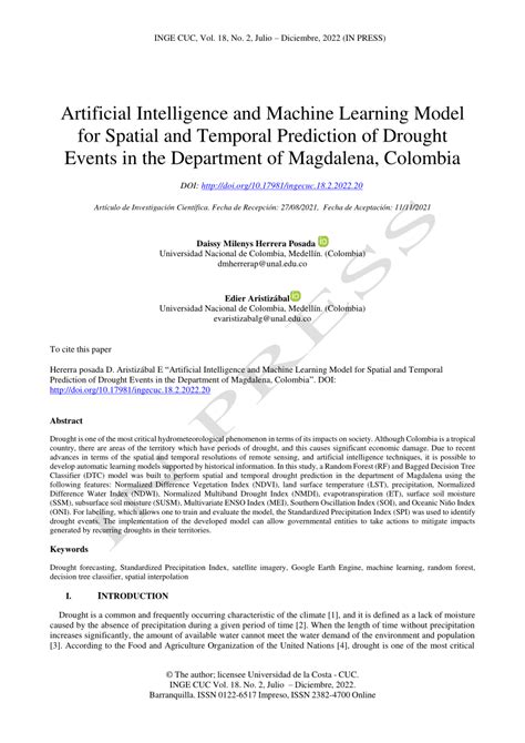Pdf Artificial Intelligence And Machine Learning Model For Spatial