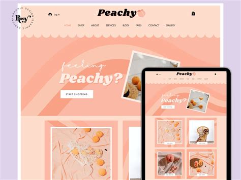 Wix Website Template Themepeach Nude Retro Website Design Etsy