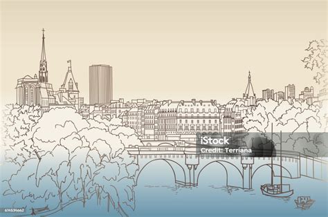 거리 스케치 구시가지 루브르 창에서 바라보는 파리 도시 경관 프랑스에 대한 스톡 벡터 아트 및 기타 이미지 프랑스 0명