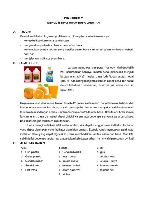 Lembar Kerja Praktikum Asam Basa Pdf