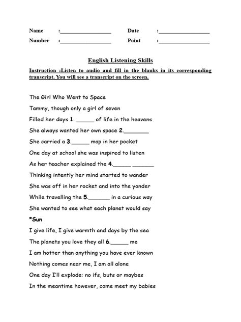 Transcript Listening Elementary Level Pdf Planets Planemos