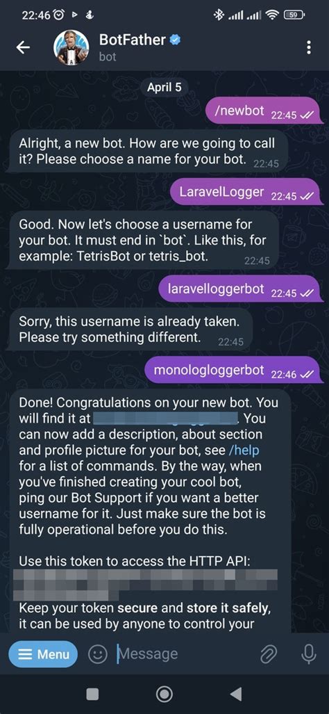 how to use telegram for storing laravel logs