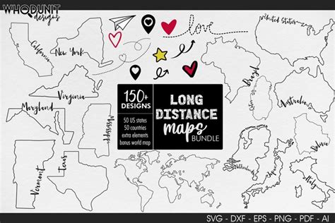Long Distance Map Svg Bundle Us States And International Long Distance Map Svg Bundle Us States And International