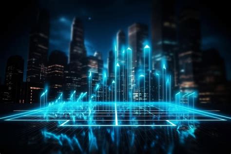 Futuristic Digital Transformation With Arrow Chart Big Data Business Growth Economy Investment