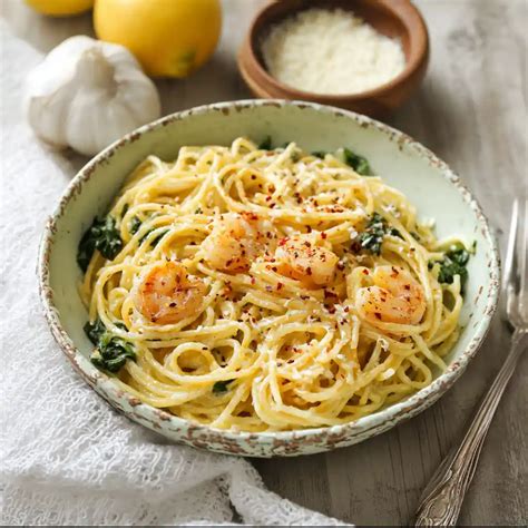 Lemon Garlic Shrimp Pasta With Spinach Easy Healthy Dinner Recipe
