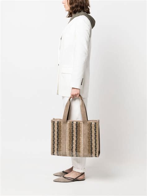 Brunello Cucinelli 브루넬로 쿠치넬리 시퀸 자수 스트라이프 토트 백 Farfetch