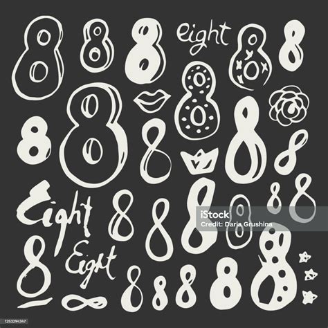 추상 적 손 그린 숫자입니다 격리된 벡터 기호 기호입니다 디자인 요소입니다 타이포그래피 포스터 기호 집합입니다 벡터 컬렉션입니다 벡터 텍스트입니다 0에 대한 스톡 벡터 아트