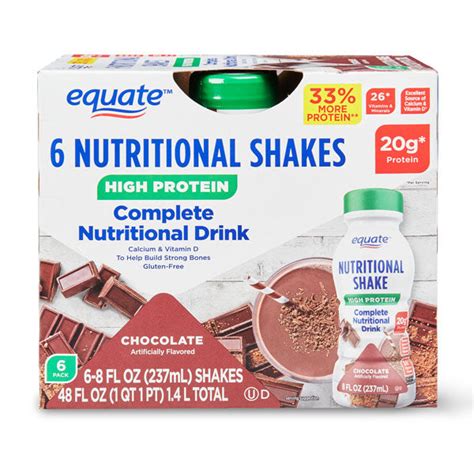 Equate High Protein Nutritional Drink 20g Protein Chocolate 6 Count