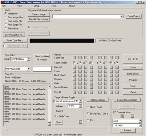 Msp Gang Error Occurs While Using The Msp G Msp Low Power Microcontroller Forum