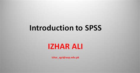 Introduction To Spss Data Entry
