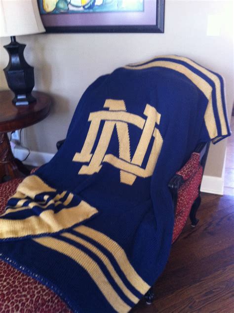 Blue And Gold Notre Dame Knitted Blanket