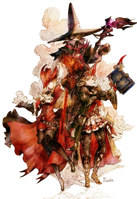 Warrior Of Light Black Mage Red Mage And Summoner Final Fantasy And 1 More Drawn By