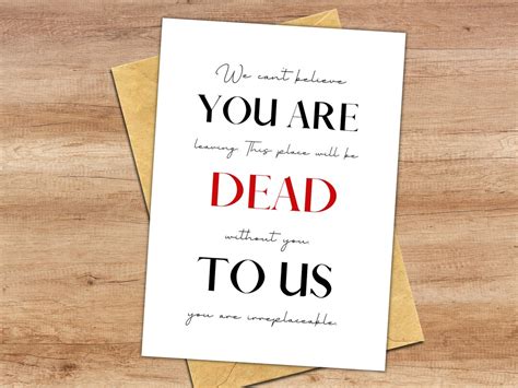 You Are Dead To Us Card Funny Leaving Card Sorry Youre Etsy