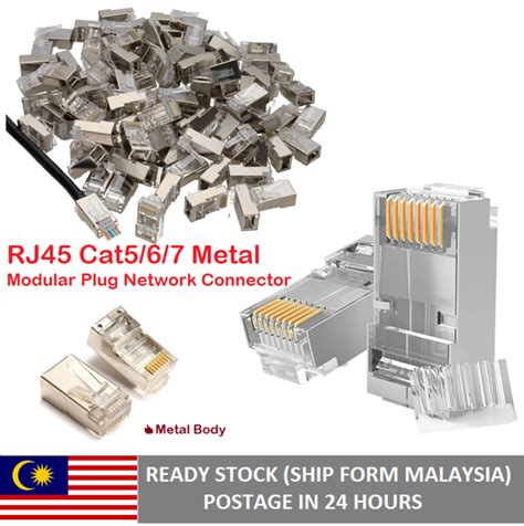 Rj45 Cat5 Cat6 Cat7 Metal Modular Plug Network Connector Rj45 Plug Pass Through Shielded Plugs