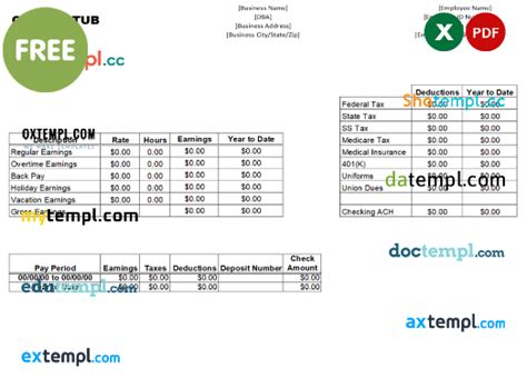 Free Check Stub Fake Template In Excel And PDF Format Faketemplate Ru