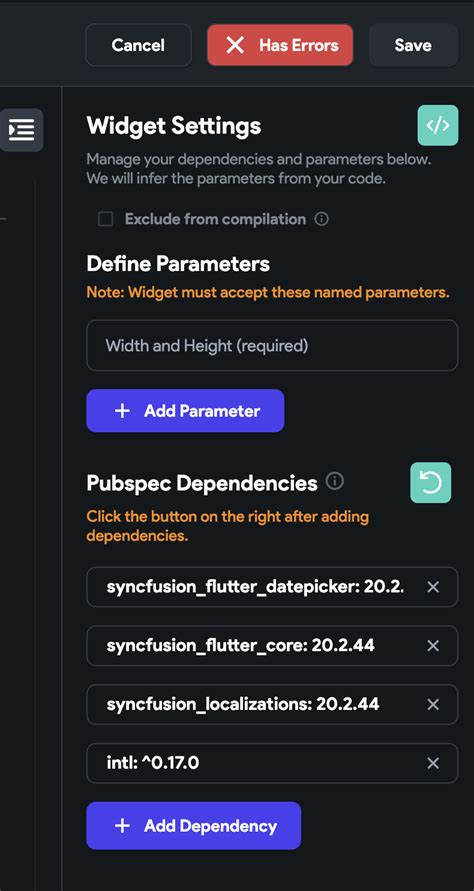 Problem With Custom Widget Sfdaterangepicker · Issue 430 · Flutterflowflutterflow Issues