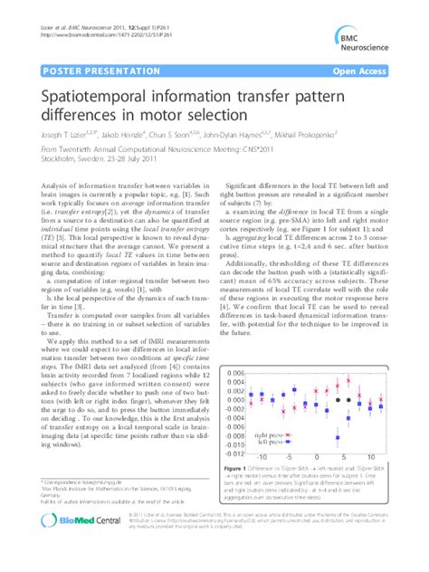 Pdf Spatiotemporal Information Transfer Pattern Differences In Motor