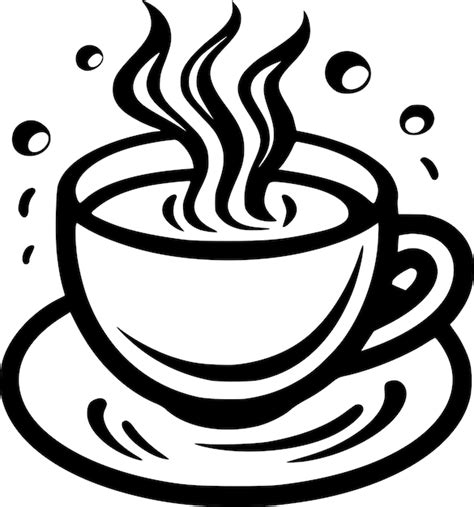 커피 미니멀리스트와 플래트 로고 터 일러스트레이션 프리미엄 Ai 생성 벡터