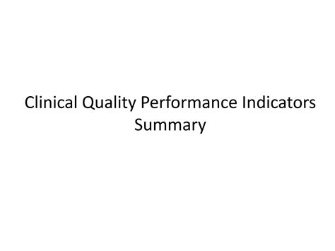 Clinical Quality Performance Indicators Ppt