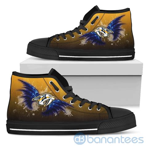 Wings Pattern And Logo Of Nashville Predators High Top Shoes Banantees